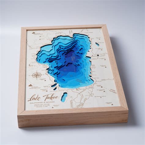 Digital File Dxf Ai Svg Tahoe Lake Map Wood Bathymetric Etsy