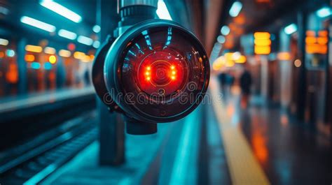 Surveillance Checkpoint Monitoring At A Busy Urban Transportation Hub During Evening Rush Hour