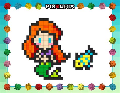 Ariel Disney Princess Pix Brix Pixel Art Template Instructions Pixel Art Templates Cross