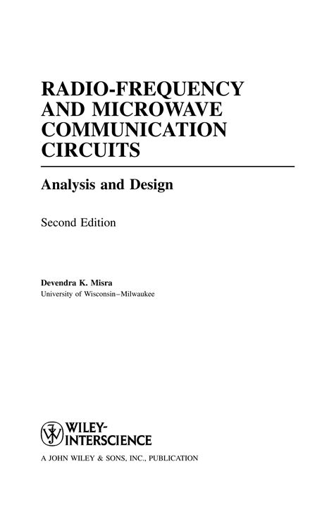 SOLUTION Misra Radio Frequency And Microwave Communication Circuits