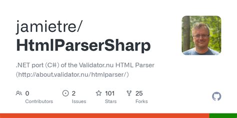 Github Jamietrehtmlparsersharp Net Port C Of The Validatornu