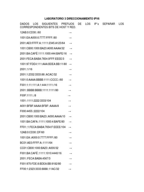 Subredes Ipv6 Lab Pdf