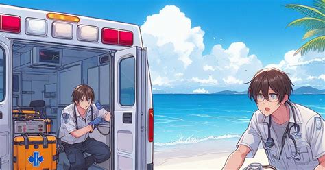 心臓マッサージ Beach Emergency Cpuのイラスト Pixiv