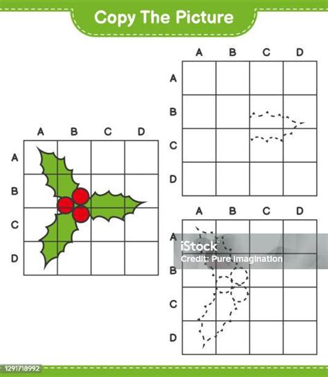 그림을 복사 그리드 라인을 사용하여 홀리 베리의 사진을 복사합니다 교육 어린이 게임 인쇄 워크 시트 벡터 일러스트레이션 0명에 대한 스톡 벡터 아트 및 기타 이미지 Istock