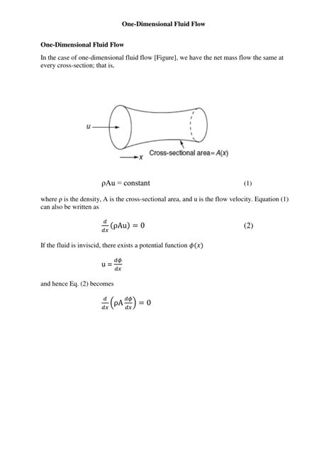 Pdf One Dimensional Fluid Flow One Dimensional Fluid Flow