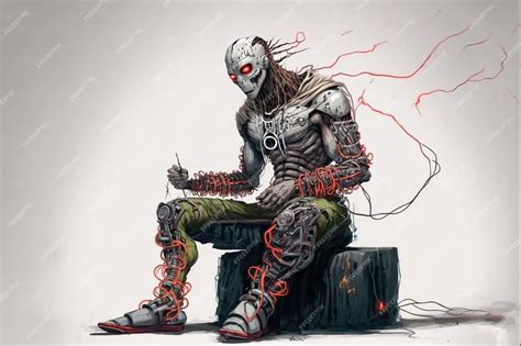 Premium Photo A Cyborg With An Athletic Build A Cyborg With A