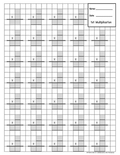 Multiplication Grid Practice Standard Algorithm 1x1 2x1 2x2 3x1 3x2 3x3 Digit