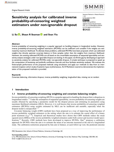 PDF Sensitivity Analysis For Calibrated Inverse Probability Of Censoring Weighted Estimators