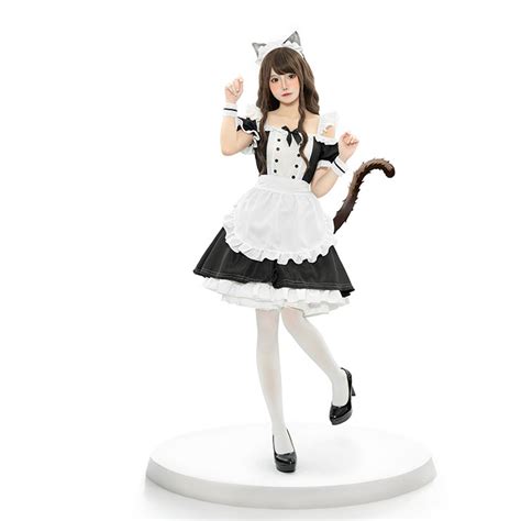 Lovely Girl Short Sleeve Cat Housemaid Mini Dress Acgn Cosplay Costume