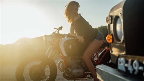 A Bmw Café Racer Classic Land Rover And One Very Sexy Girl Airows