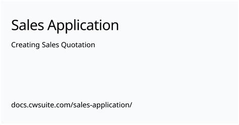 Creating Sales Quotation Sales Application