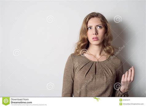 Portrait Of Young Pensive Woman With Long Hair Stock Image Image Of
