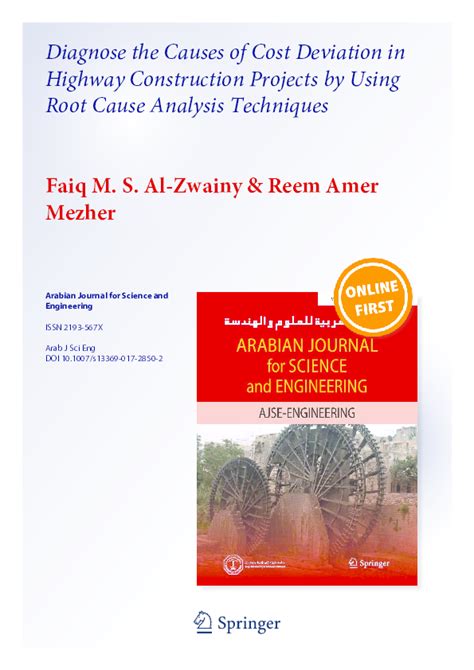 Pdf Diagnose The Causes Of Cost Deviation In Highway Construction Projects By Using Root Cause