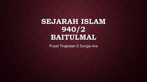 Baitulmal Zaman Khulafa PPT