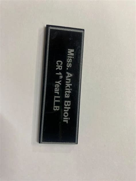 Acrylic Black Pocket Name Batch For Office In Panvel Id 2854310704255