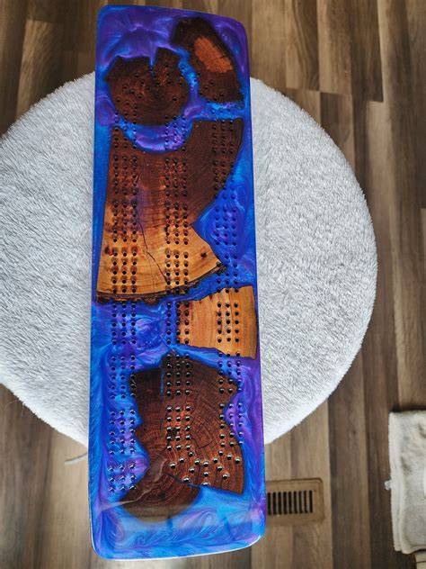 Walnut Custom Epoxy Cribbage Board Etsy