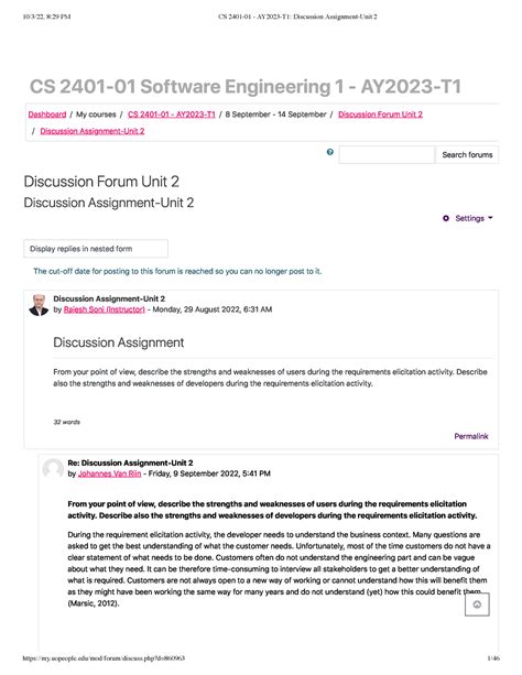 Cs 2401 01 Ay2023 T1 Discussion Assignment Unit 2 Cs 2401 01