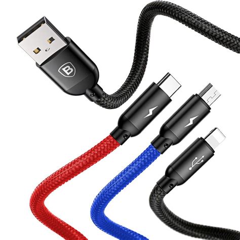Baseus 3in1 Type C And Lightning And Micro Usb Cable 120cm Black Doopshop Cz