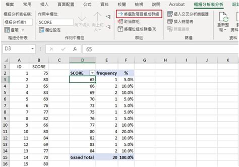 如何使用excel樞紐分析表製作次數分配表