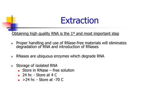 Ppt Recommended Procedures For The Extraction Of Rna Powerpoint
