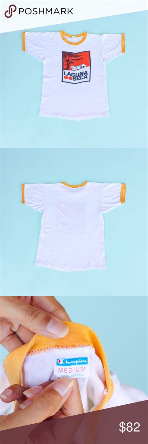 Vintage 70s Laguna Seca Orange Ringer Tee Champion Tops Ringer Tee Tees