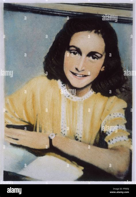 Anne Frank 1829 1945 Ngerman Jewish Diarist Oil Over A Photograph
