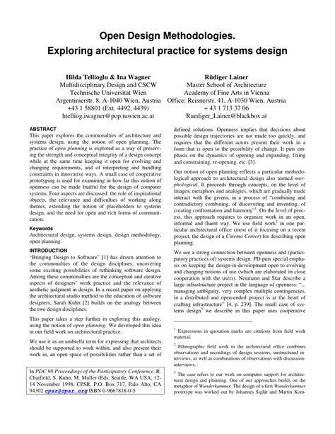 Pdf Open Design Methodologies Exploring Architectural Practice For