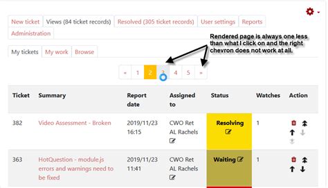 page tab always goes to one page less than the selected page · issue