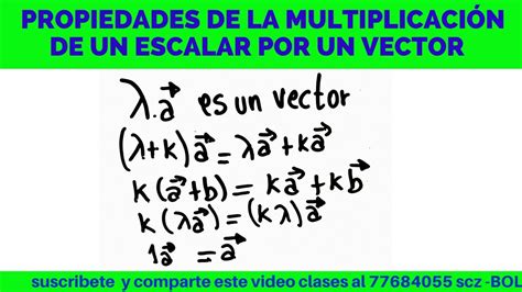 PROPIEDADES DE LA MULTIPLICACIÓN DE UN ESCALAR POR UN VECTOR YouTube