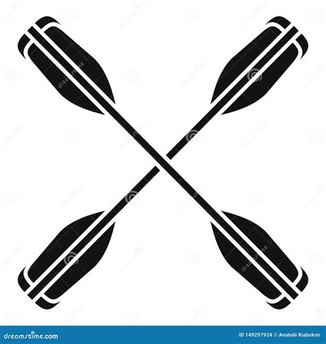 Kayak And Two Crossed Paddles Vector Black Emblem