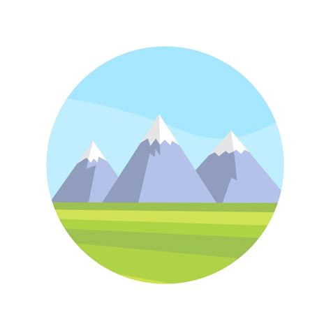 Pegatina De Tres Montañas Sobre Fondo Blanco Estilo Plano Vector Premium