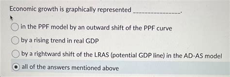 Solved Economic Growth Is Graphically Represented In The PPF Chegg Com