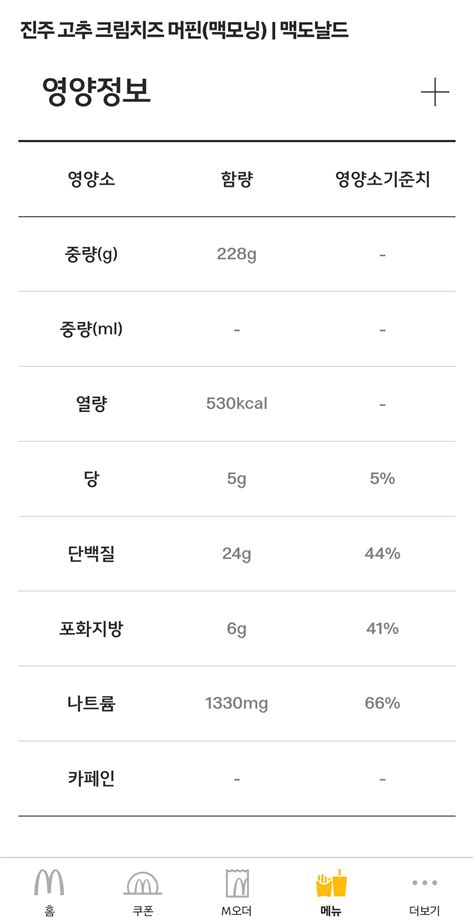 더쿠 ㅇㄷㄷ 맥도날드 신메뉴 진주고추크림치즈버거 영양성분 착하다