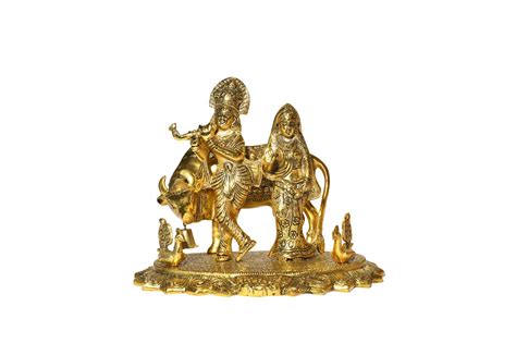Buy Nirmal Handicraft Radha Krishna Idol With Kamdhenu Cow In Metal