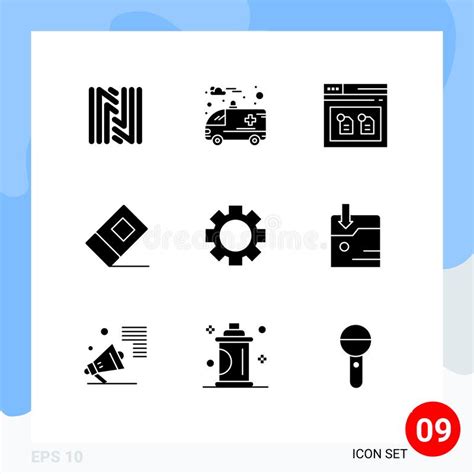 Editable Vector Line Pack Of 9 Simple Solid Glyphs Of Business Setting