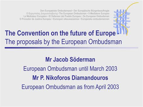 Ppt The Convention On The Future Of Europe The Proposals By The