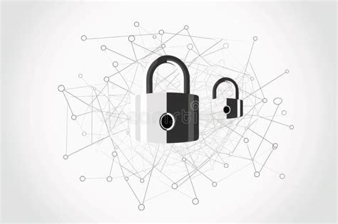 Cyber Security Concept Padlock Illustration On Internet Web Background Stock Illustration
