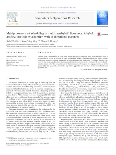 pdf multiprocessor task scheduling in multistage hybrid flow shops