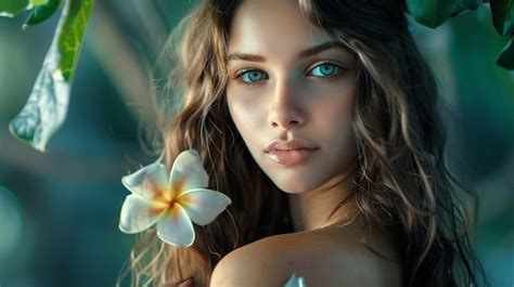 Premium Photo A Woman With A Flower In Her Hand Is Holding A Flower