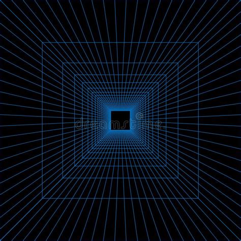 Wireframe 3d Frame Room Abstract Perspective Grid In Vintage Style