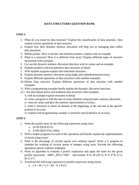 Data Structure Qb Pdf Queue Abstract Data Type Algorithms