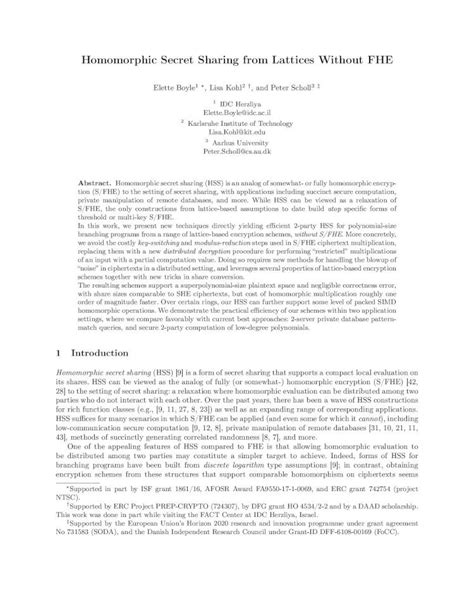 PDF Homomorphic Secret Sharing From Lattices Without FHE