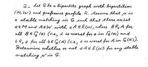 Solved 2 Let G Be A Bipartite Graph With Bipartition Mw