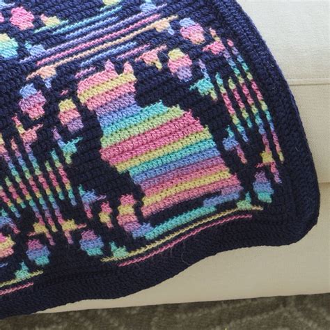 Witty Kitty Blanket Dk Yarn Crochet Hooks Rainbow Mosaic