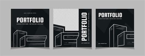 Premium Vector Set Of Social Media Post For Architecture Simple Black