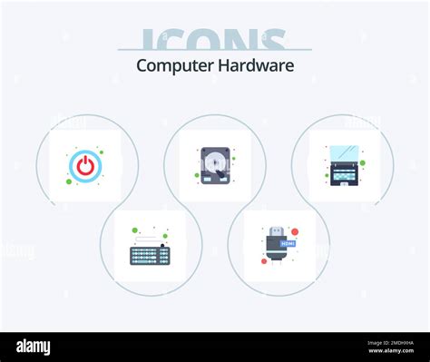 Computer Hardware Flat Icon Pack Icon Design Technology Shutdown Laptop Hard Disk Stock