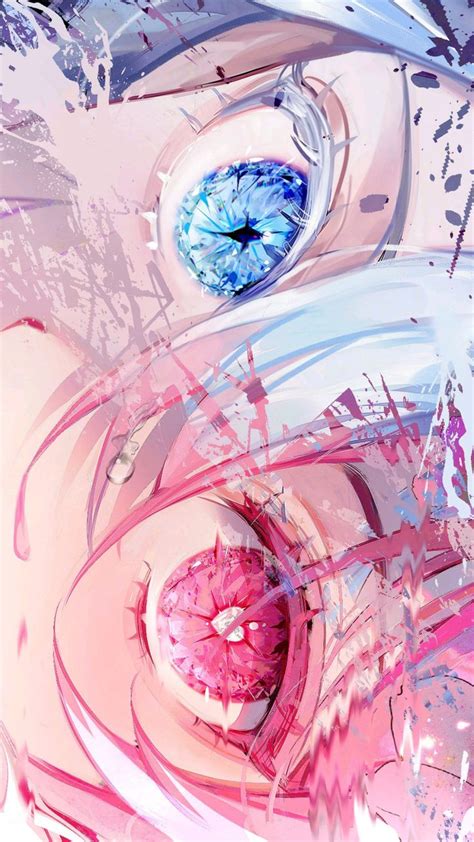 Anime Eyes Artwork In Blue And Pink