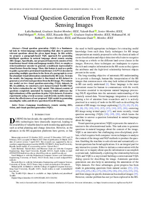 Pdf Visual Question Generation From Remote Sensing Images