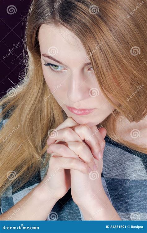 Beautiful Blond Young Woman In Contemplation Stock Image Image Of