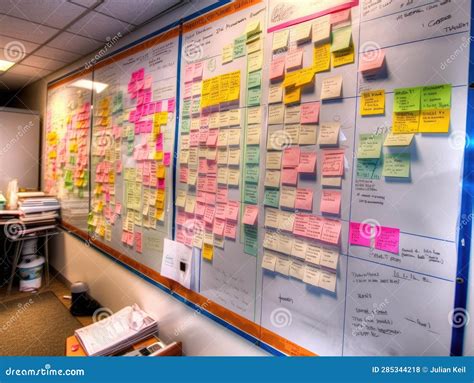 Colorcoded Taskboard With Deadlines And Team Responsibilities Royalty